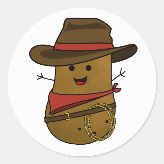 Cowboy Potato Classic Round Sticker | Zazzle