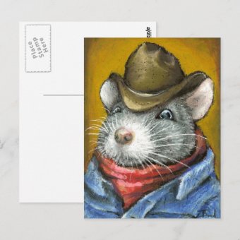 Cowboy rat postcard | Zazzle