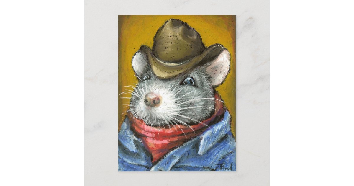 Cowboy rat postcard | Zazzle
