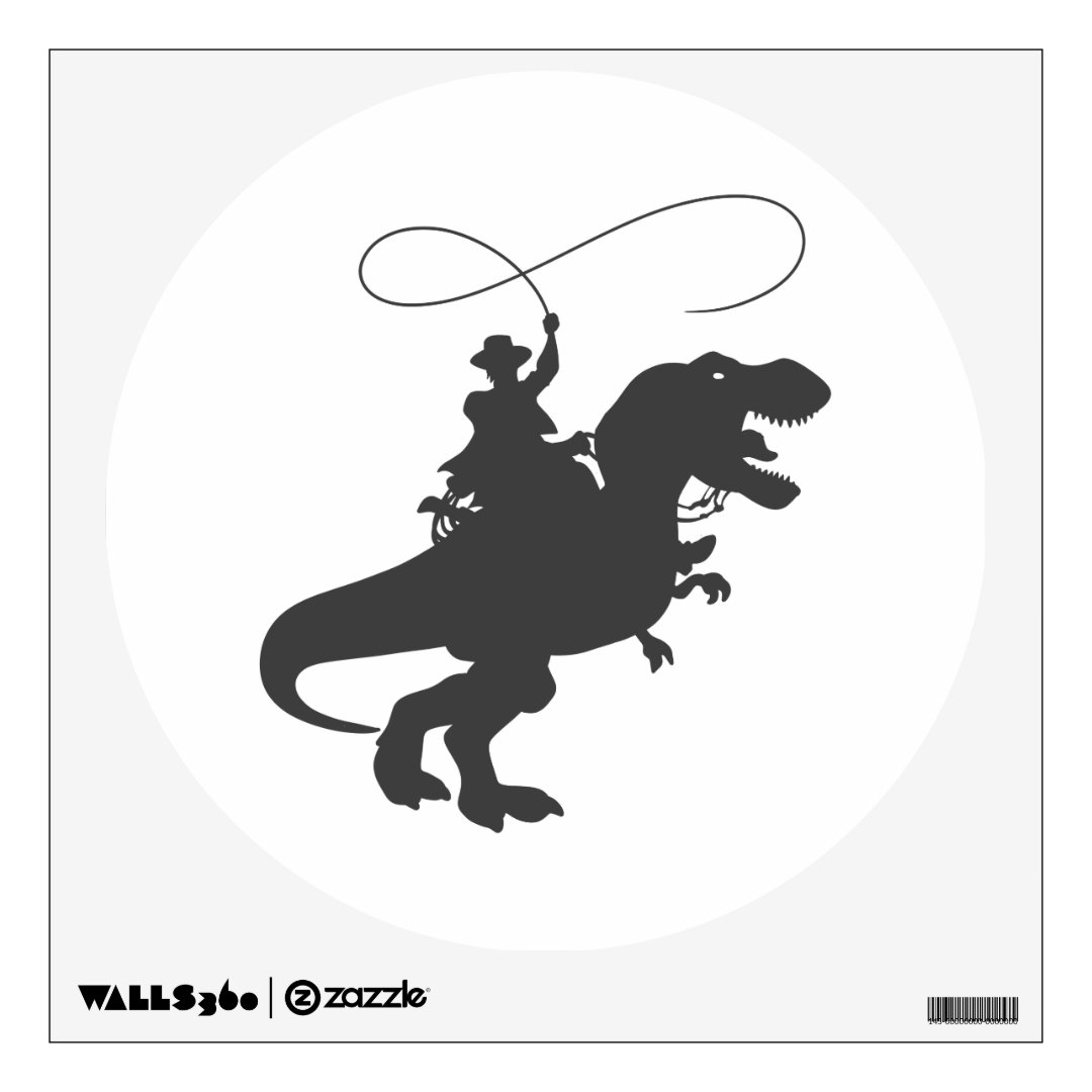 Cowboy riding dinosaur in the prehistoric era wall decal | Zazzle