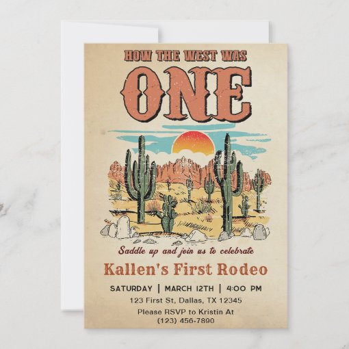 Cowboy Rodeo 1st Birthday How The West Was One Inv Invitation | Zazzle