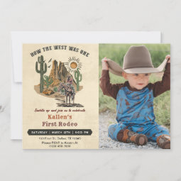 Cowboy Rodeo 1st Birthday How The West Was One Invitation | Zazzle