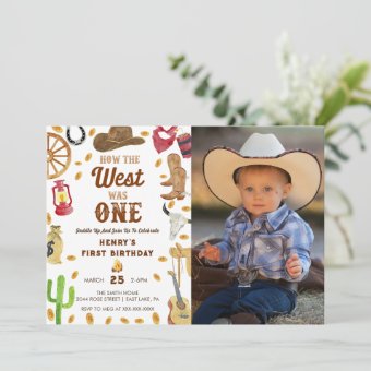 Cowboy Rodeo 1st Birthday Photo Invitation | Zazzle