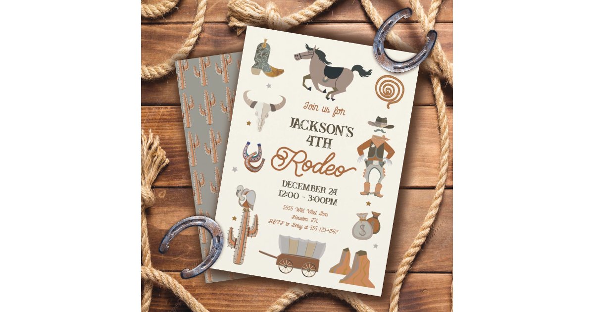 Cowboy Rodeo Birthday Party Invitation | Zazzle