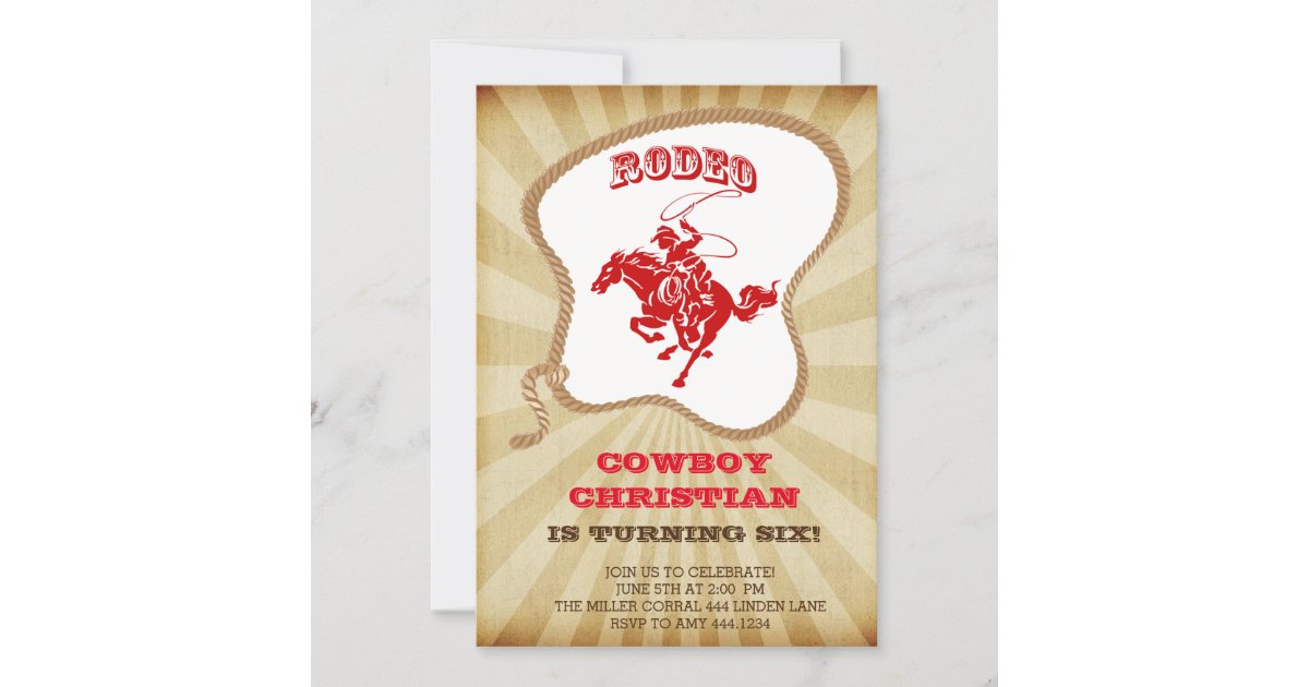 Cowboy Rodeo Birthday Party Invitations | Zazzle