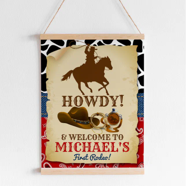 Cowboy Rodeo Birthday Welcome Sign | Zazzle