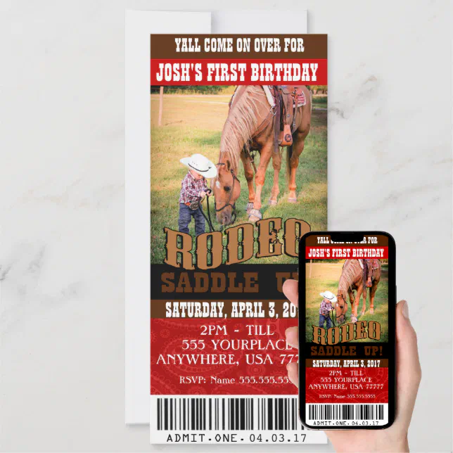 Cowboy Rodeo Invitations, envelopes included Invitation | Zazzle