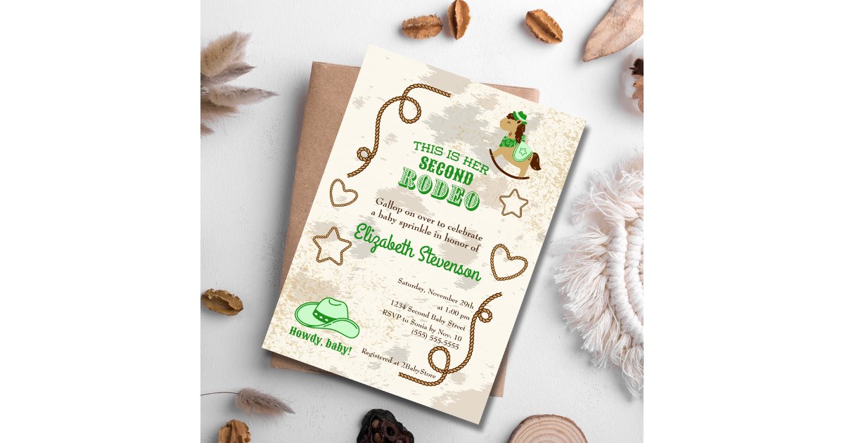 Cowboy Rodeo Unisex Howdy Baby Shower Sprinkle Invitation | Zazzle