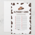 Cowboy Rodeo Western Alphabet Baby Shower Game Stationery | Zazzle