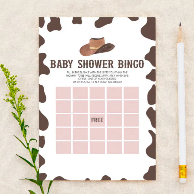 Cowboy Rodeo Western Bingo Baby Shower Game Stationery | Zazzle