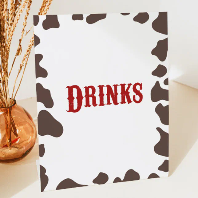 Cowboy Rodeo Western Drinks Table Pedestal Sign | Zazzle