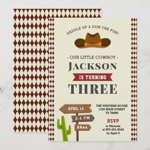 Cowboy Rodeo Western Saloon Kid Boy Birthday Party Invitation | Zazzle