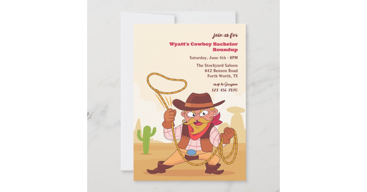 Cowboy Roundup Bachelor Party Invitation | Zazzle