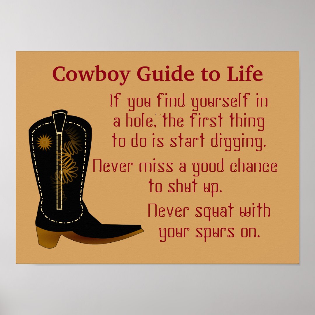 Cowboy Rules - poster art | Zazzle