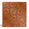 Cowboy Rustic western country tooled leather print 3 Ring Binder | Zazzle