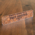 Cowboy Rustic western country tooled leather print Desk Name Plate | Zazzle