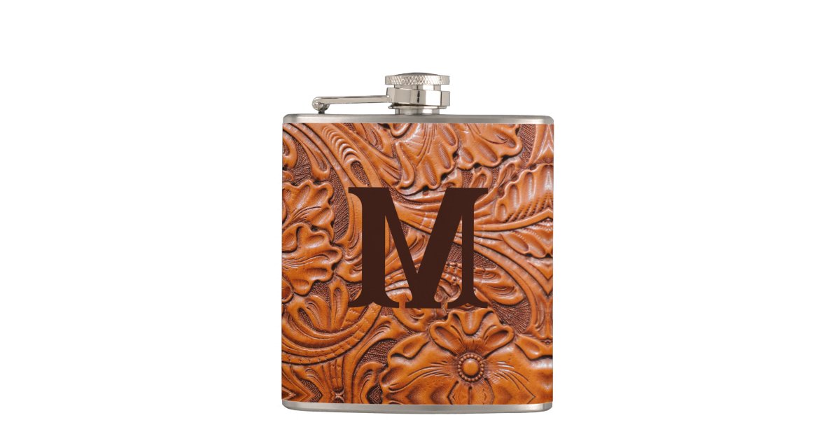 Cowboy Rustic western country wedding monogram Flask | Zazzle