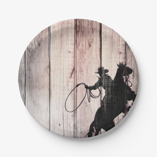 Cowboy Rustic Wood Barn Country Birthday Party Paper Plates | Zazzle.com