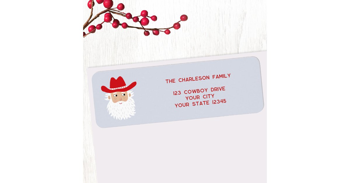 Cowboy Santa Claus Christmas Return Address Label | Zazzle