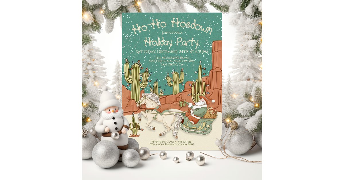 Cowboy Santa Holiday Hoedown Christmas Party Invitation | Zazzle