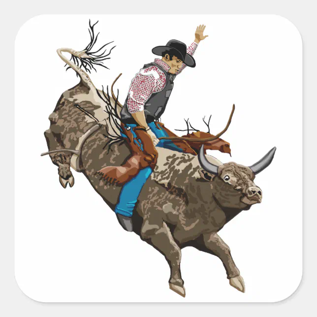 Cowboy Square Sticker | Zazzle