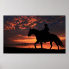Western Cowboy Sunset Silhouette Poster | Zazzle.com