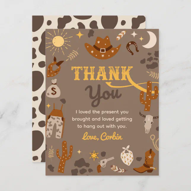 Cowboy Thank You Card | Western Thank You | Zazzle