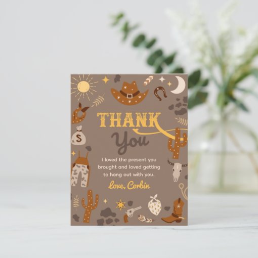Cowboy Thank You Card | Western Thank You | Zazzle
