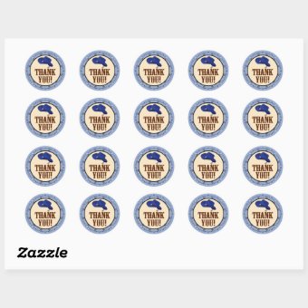 Cowboy Thank You Stickers | Zazzle