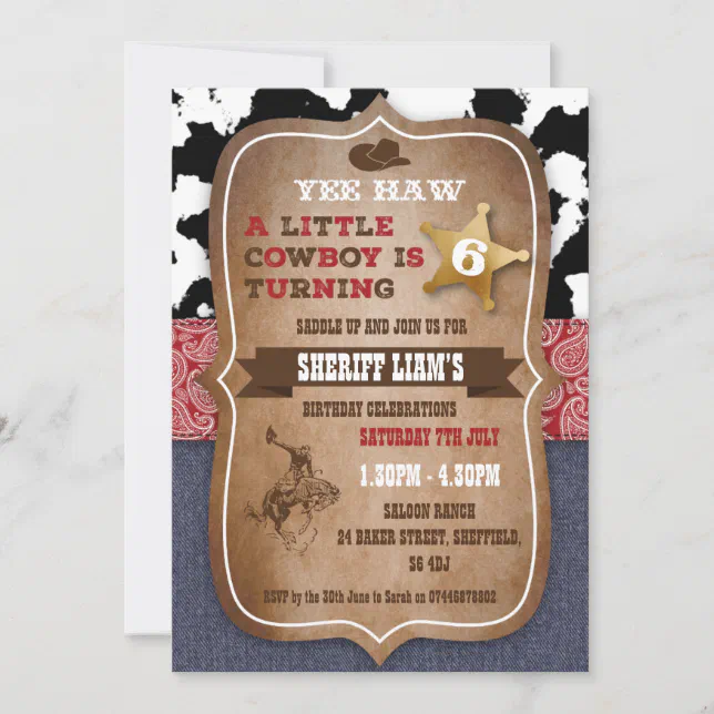 Cowboy themed birthday party invitation | Zazzle