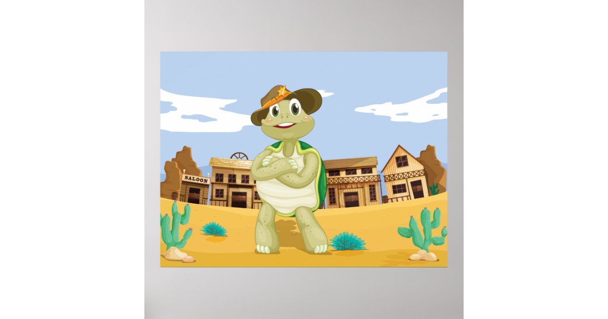 Cowboy Turtle Poster | Zazzle