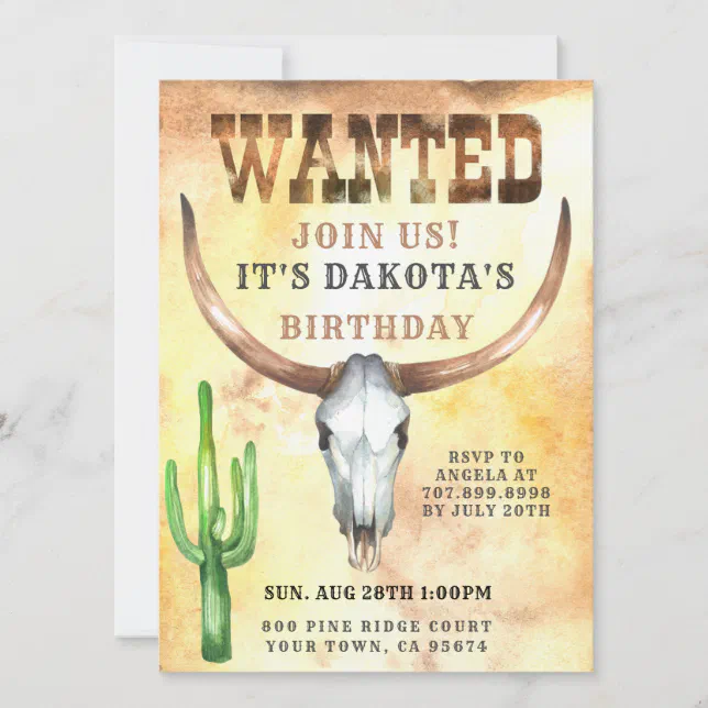 Cowboy Wanted Birthday Invitation | Zazzle