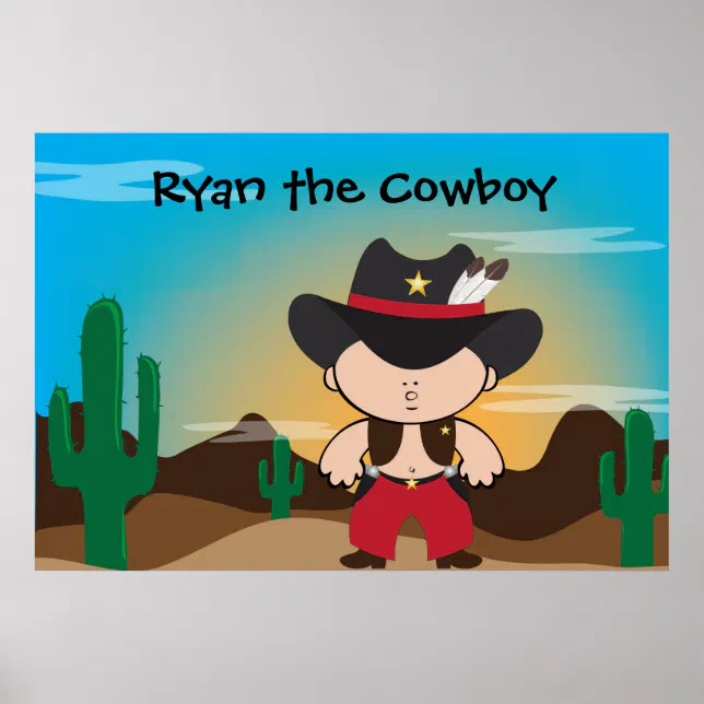 Cowboy wearing Sheriff hat room decor Poster | Zazzle