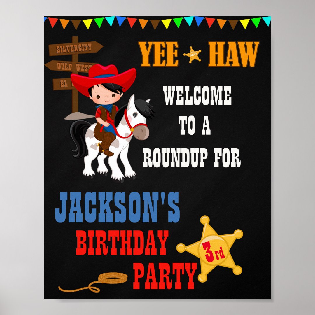 Cowboy welcome party sign Western welcome poster | Zazzle