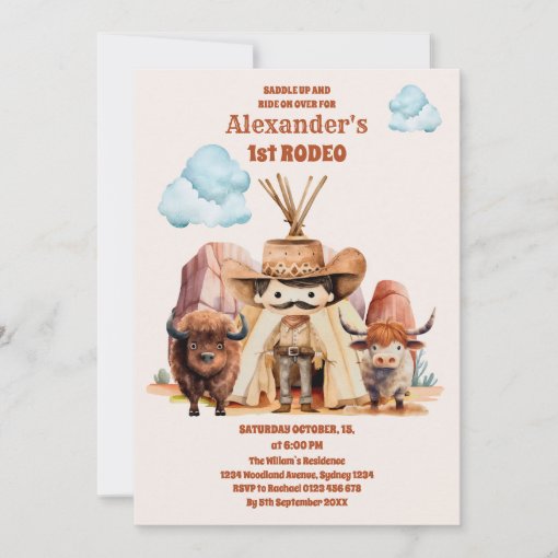 Cowboy Western 1st Birthday Invitation | Zazzle
