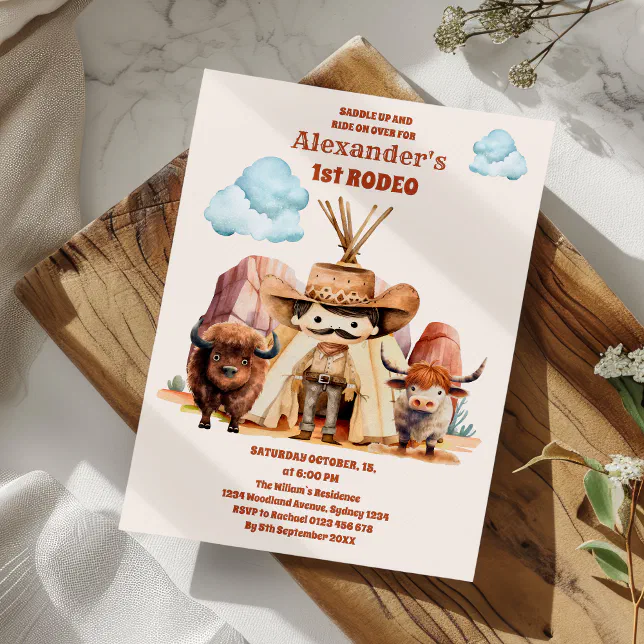 Cowboy Western 1st Birthday Invitation | Zazzle