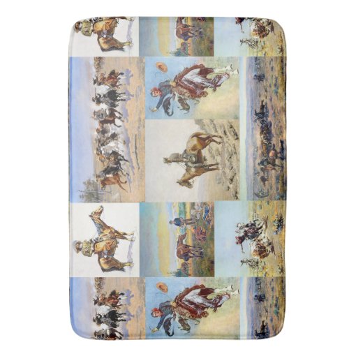 Cowboy Western Art Popular Bath Mat | Zazzle