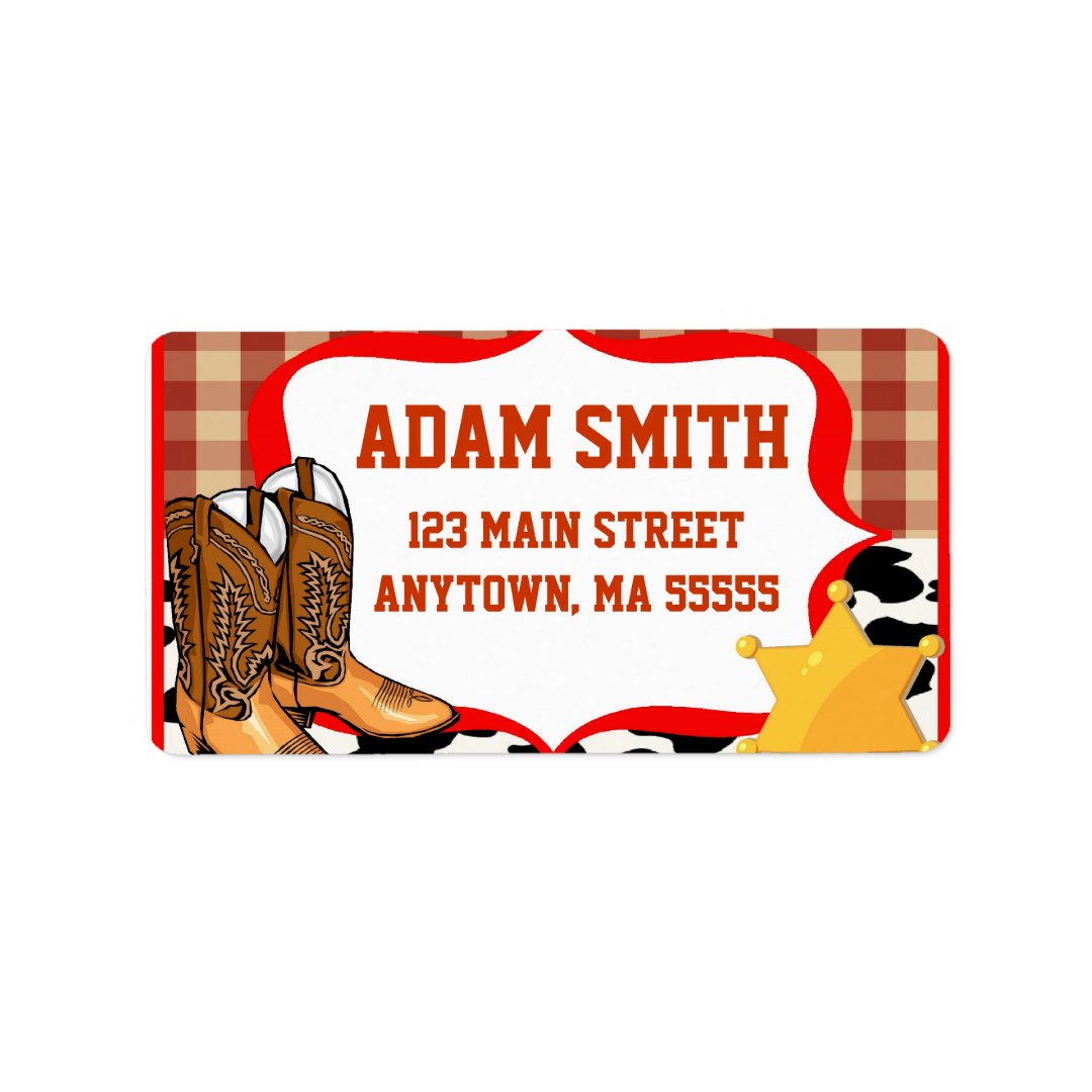 Cowboy Western Birthday Party Address Labels | Zazzle