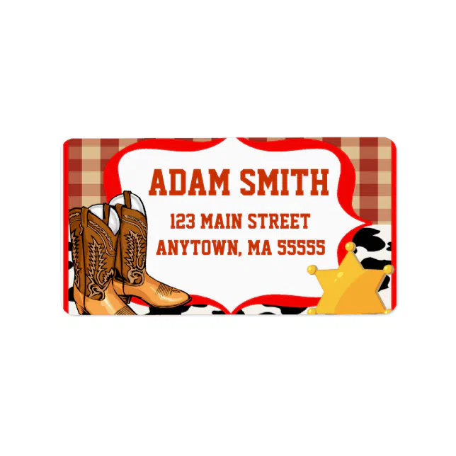 Cowboy Western Birthday Party Address Labels | Zazzle