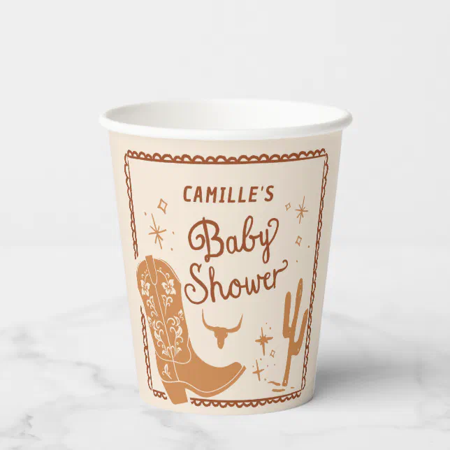 Cowboy Western Boy Baby Shower Paper Cups | Zazzle