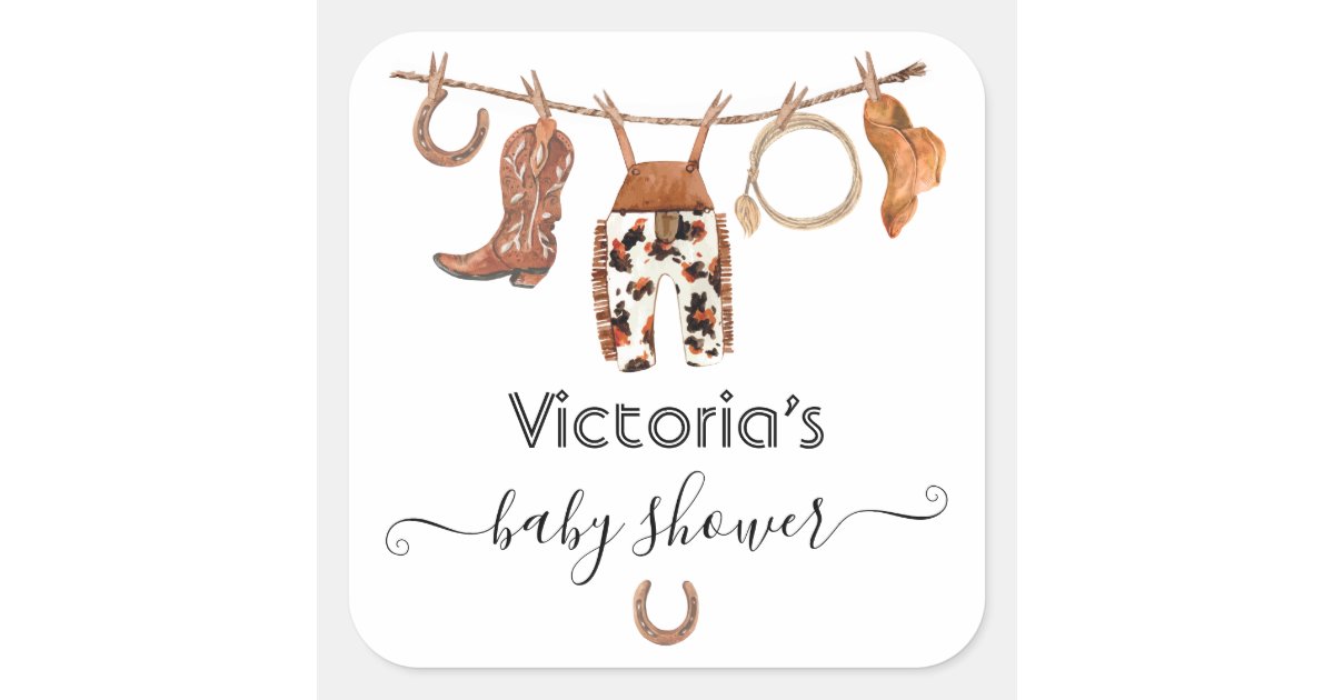 Cowboy Western Clothesline Square Sticker | Zazzle