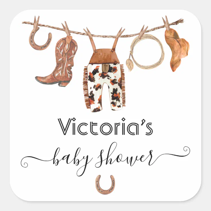 Cowboy Western Clothesline Square Sticker | Zazzle