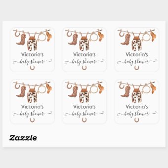 Cowboy Western Clothesline Square Sticker | Zazzle