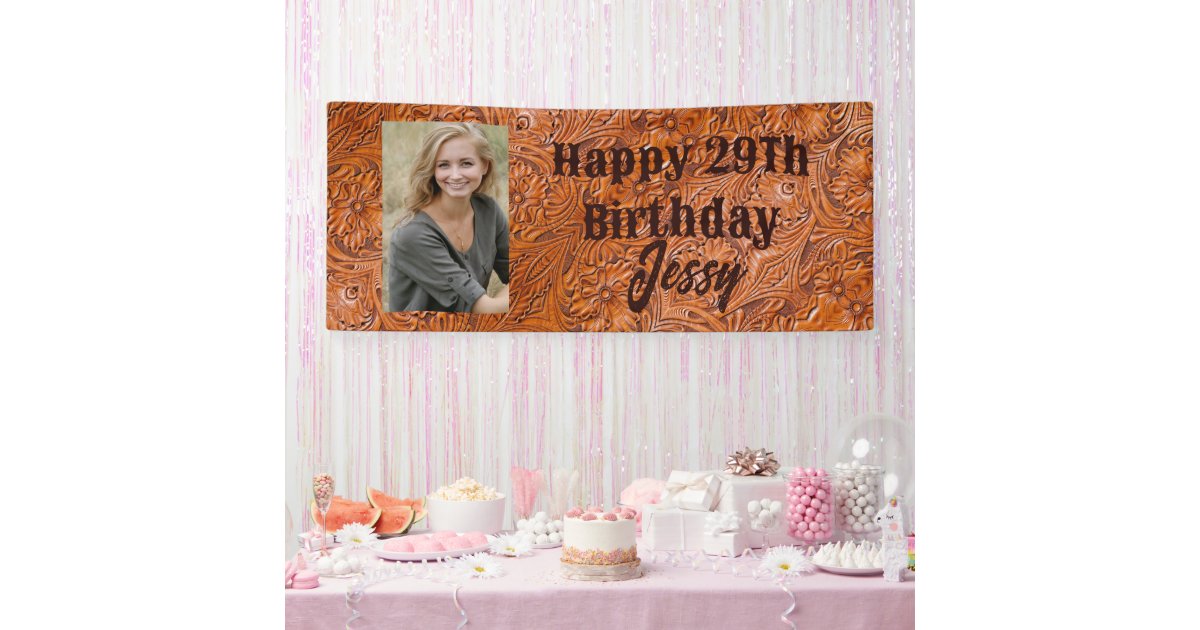 Cowboy western country birthday party custom photo banner | Zazzle