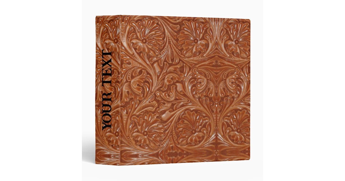 cowboy western country pattern tooled leather 3 ring binder | Zazzle