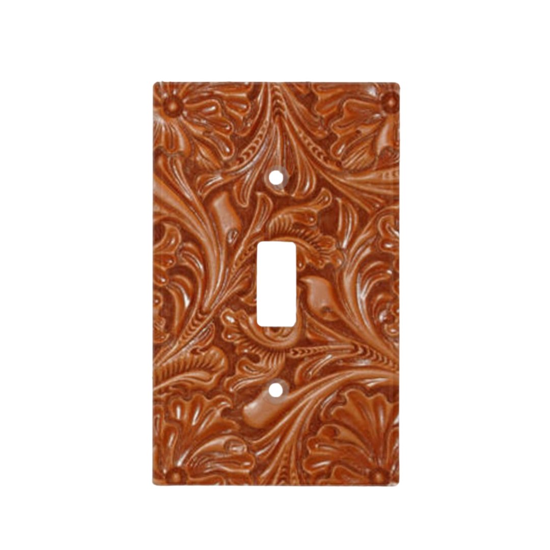 cowboy western country pattern tooled leather light switch cover | Zazzle