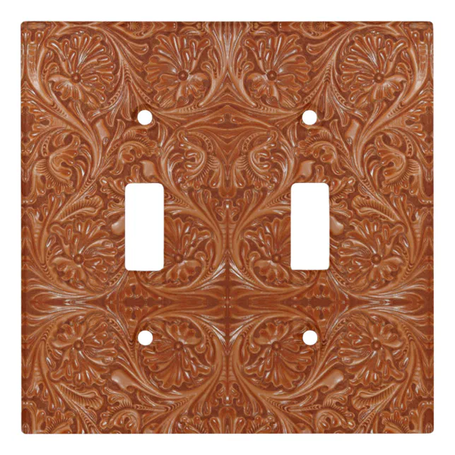 cowboy western country pattern tooled leather light switch cover | Zazzle