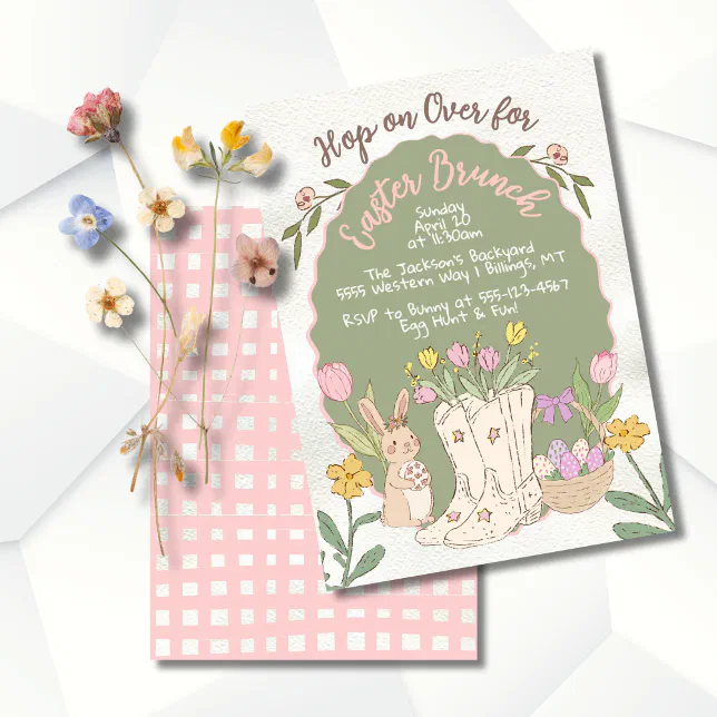 Cowboy Western Easter Brunch Egg Hunt Party Invitation | Zazzle