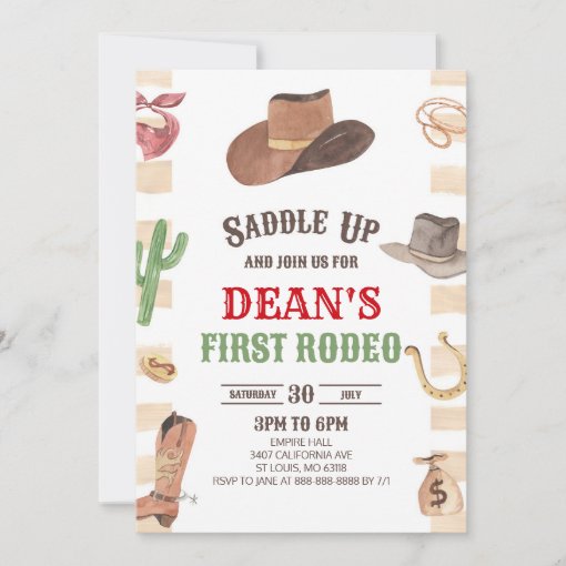 Cowboy Western First Rodeo 1st Birthday Party Invitation | Zazzle