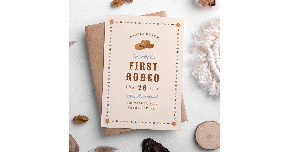 Cowboy Western First Rodeo Birthday Party Invitation | Zazzle